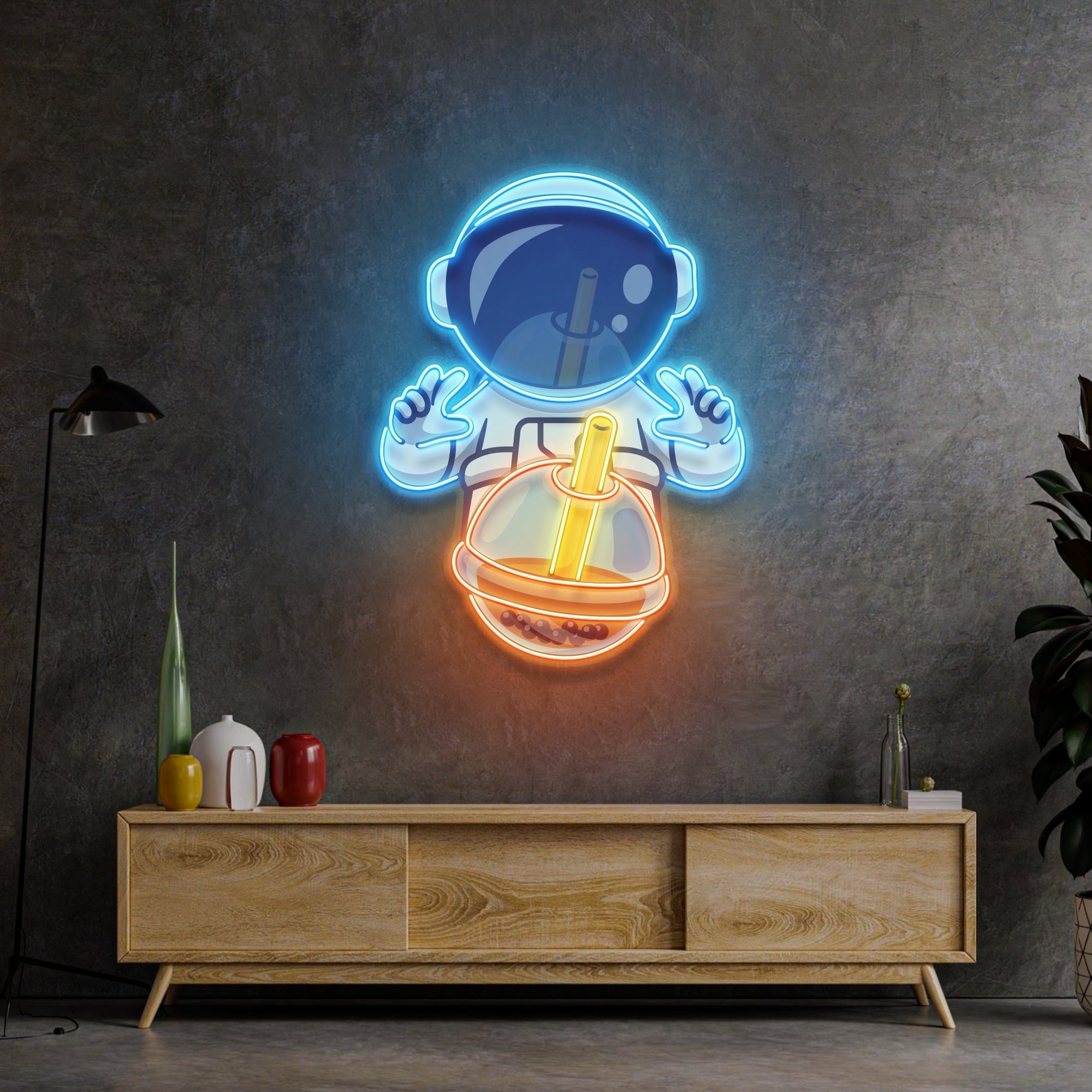 Astronaut Drinking Milktea LED Neon Sign Light Pop Art – Laser Cut Studio